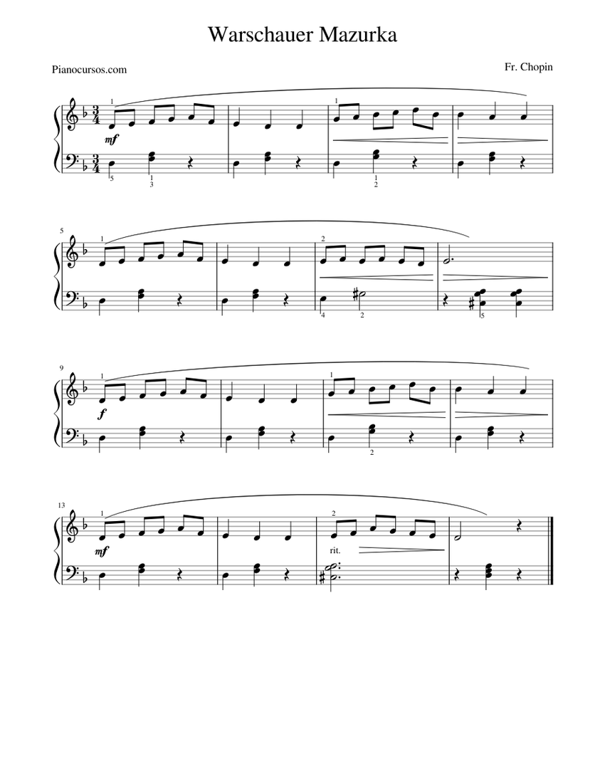 Warschauer Mazurka Sheet music for Piano (Solo) | Musescore.com