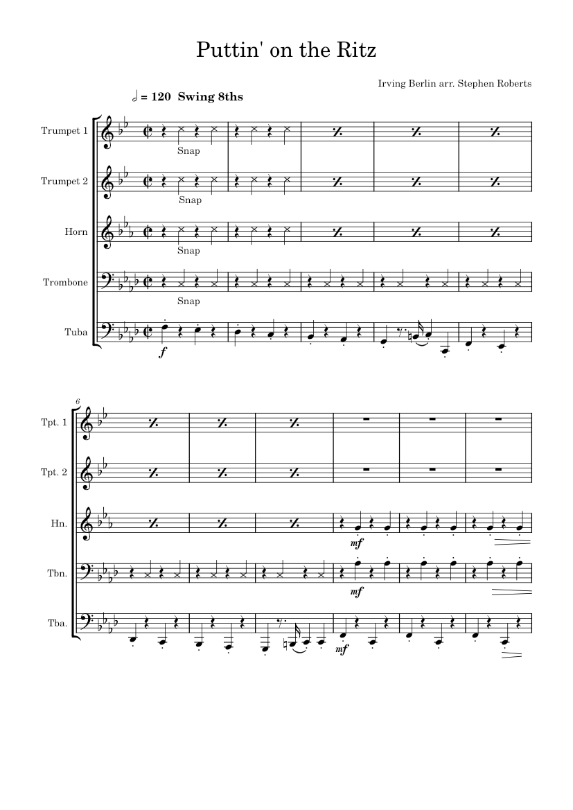 Puttin' on the Ritz – Irving Berlin arr. Stephen Roberts Sheet Music ...