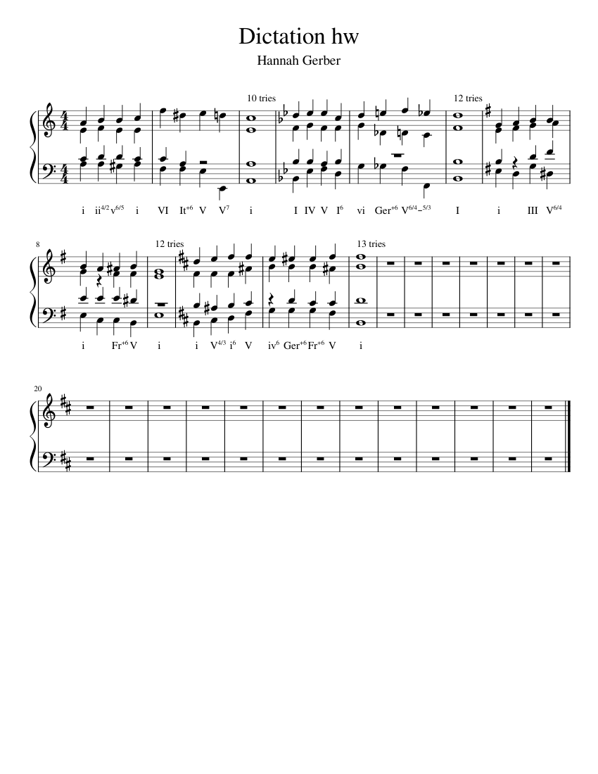 Dictation hw Sheet music for Piano (Solo) Easy | Musescore.com