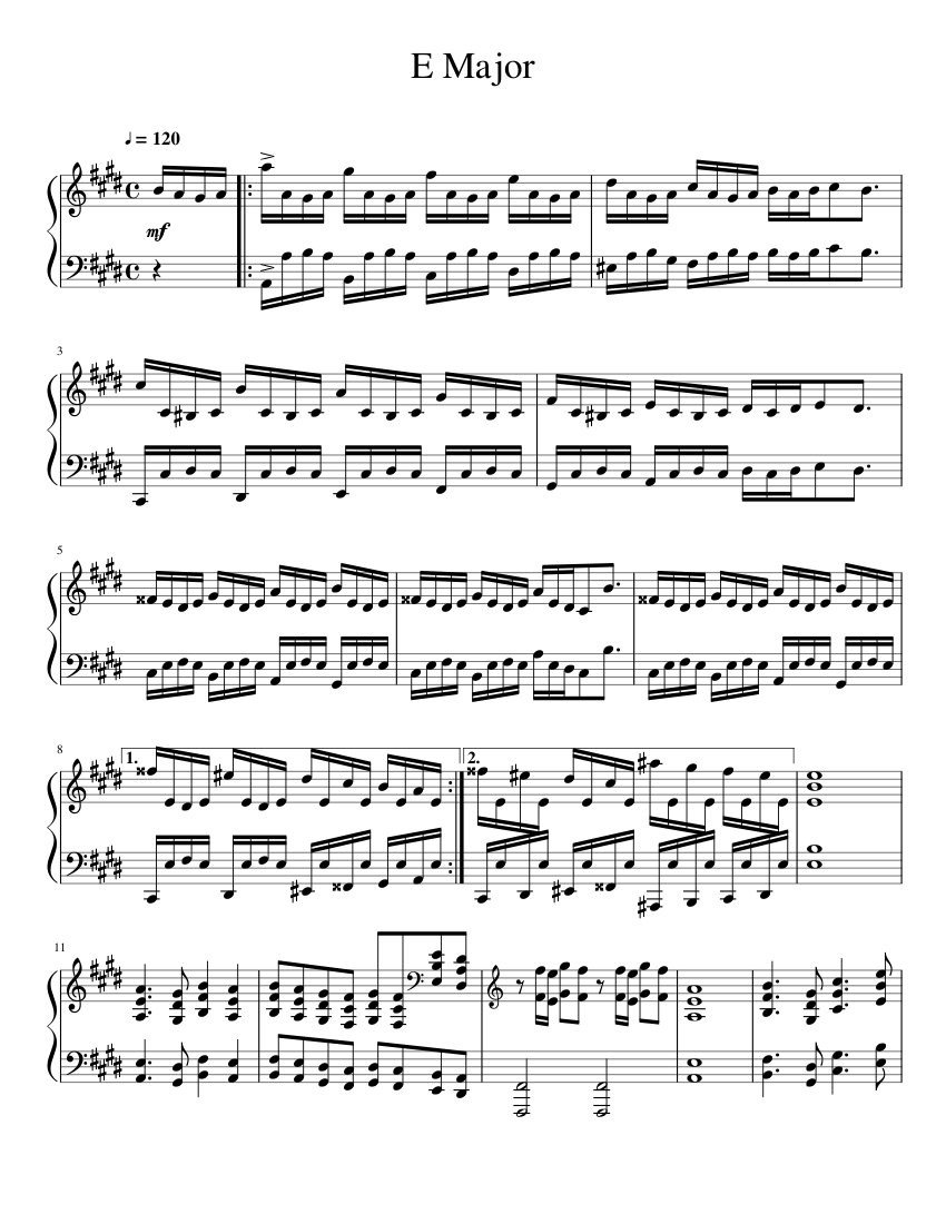 E Major Sheet music for Piano (Solo) | Musescore.com