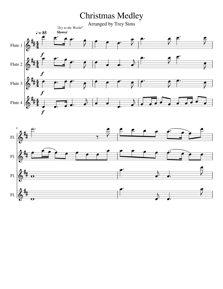 Christmas Medley Sheet music for Flute (Mixed Quartet) | Musescore.com
