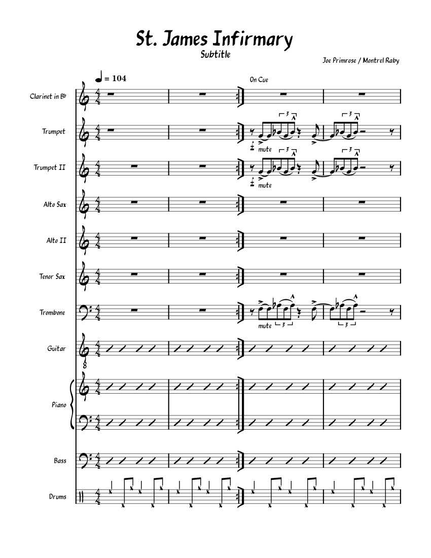 St james infirmary – Misc Traditional St. James Jazz Band Draft Sheet music for Piano, Trombone ...