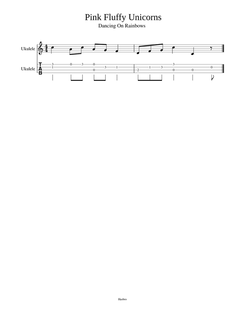 Pink Fluffy Unicorns Sheet music for Ukulele (Mixed Duet) | Musescore.com