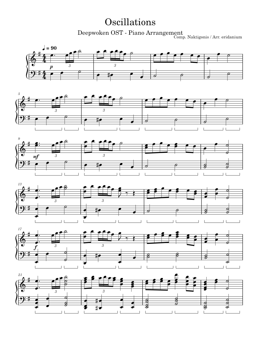 Oscillations – Naktigonis (Deepwoken OST) Sheet Music for Piano (Solo ...