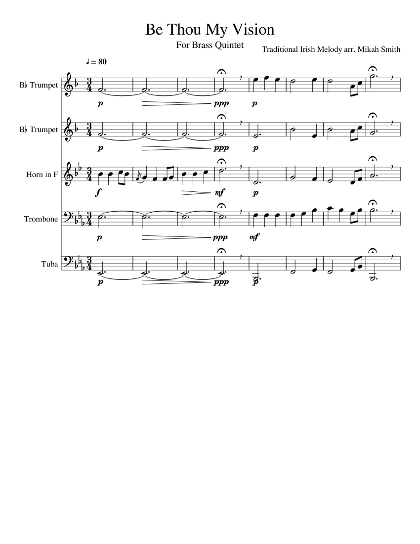 Be Thou My Vision Sheet music for Trombone, Tuba, Trumpet in b-flat ...