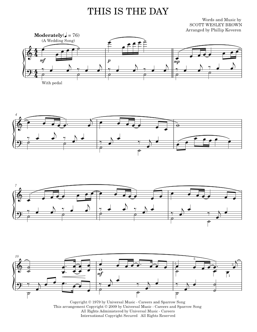 Play Official version of This Is The Day (A Wedding Song) Sheet Music ...