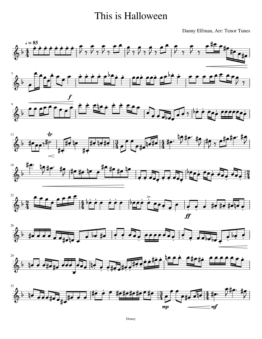This is Halloween Sheet music for Saxophone tenor (Solo) | Musescore.com