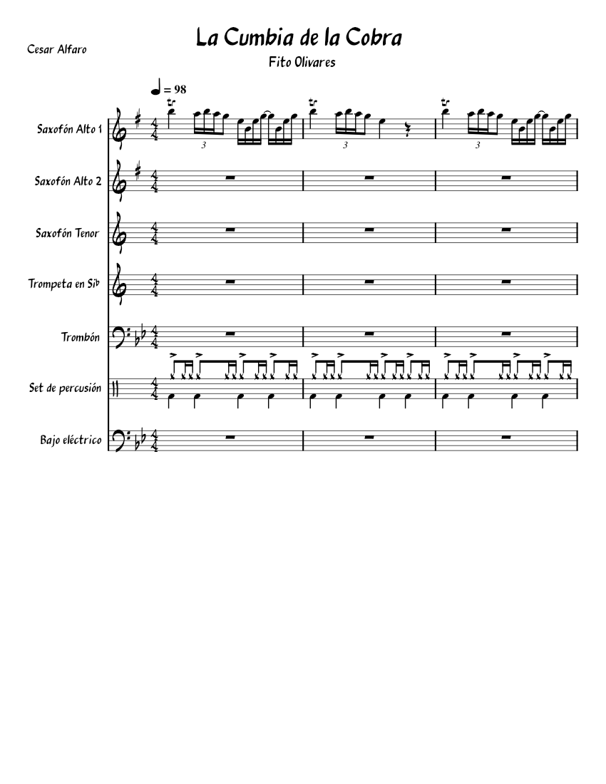 La cumbia de la Cobra - Fito Olivares Sheet music for Trombone ...