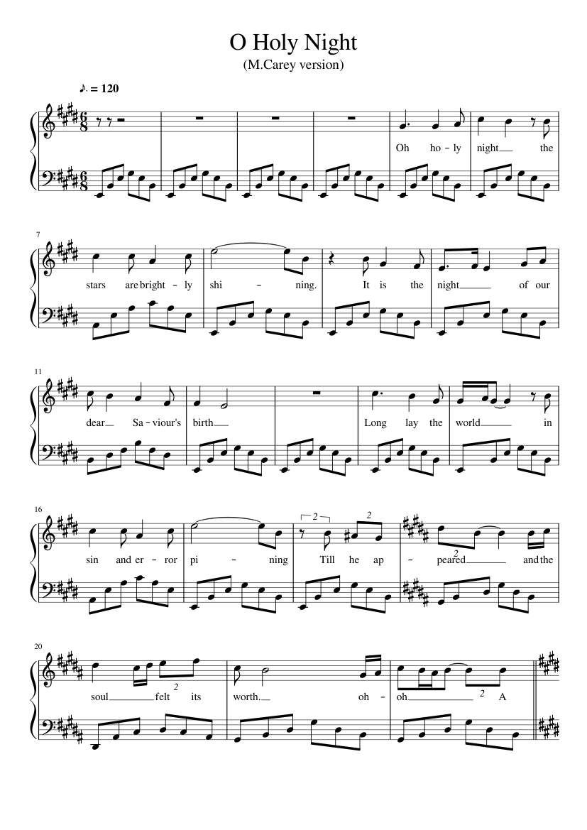 O Holy Night - Piano Solo Sheet music for Piano (Solo) Easy | Musescore.com