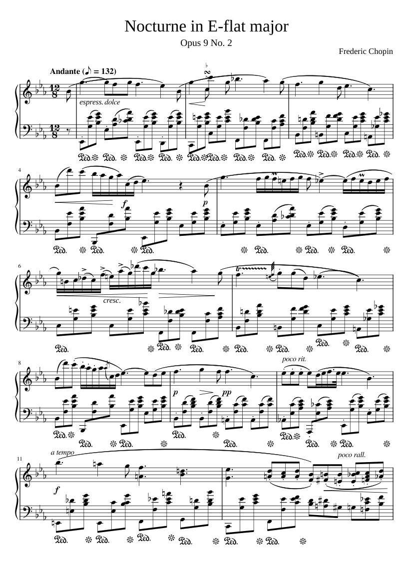 Nocturne Op. 9 No. 2 in E-flat major - Chopin Sheet Music for Piano (Solo) | MuseScore.com