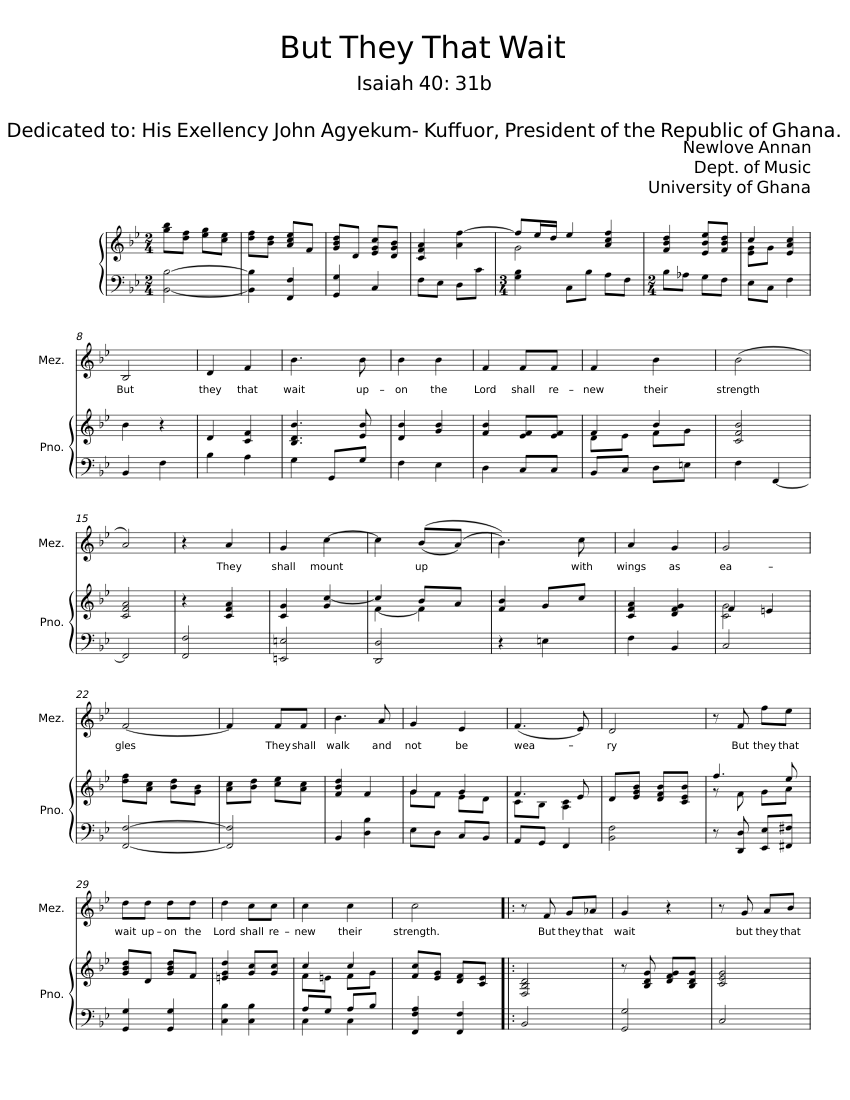 But They That Wait - Rev. Newlove Annan Sheet music for Piano ...