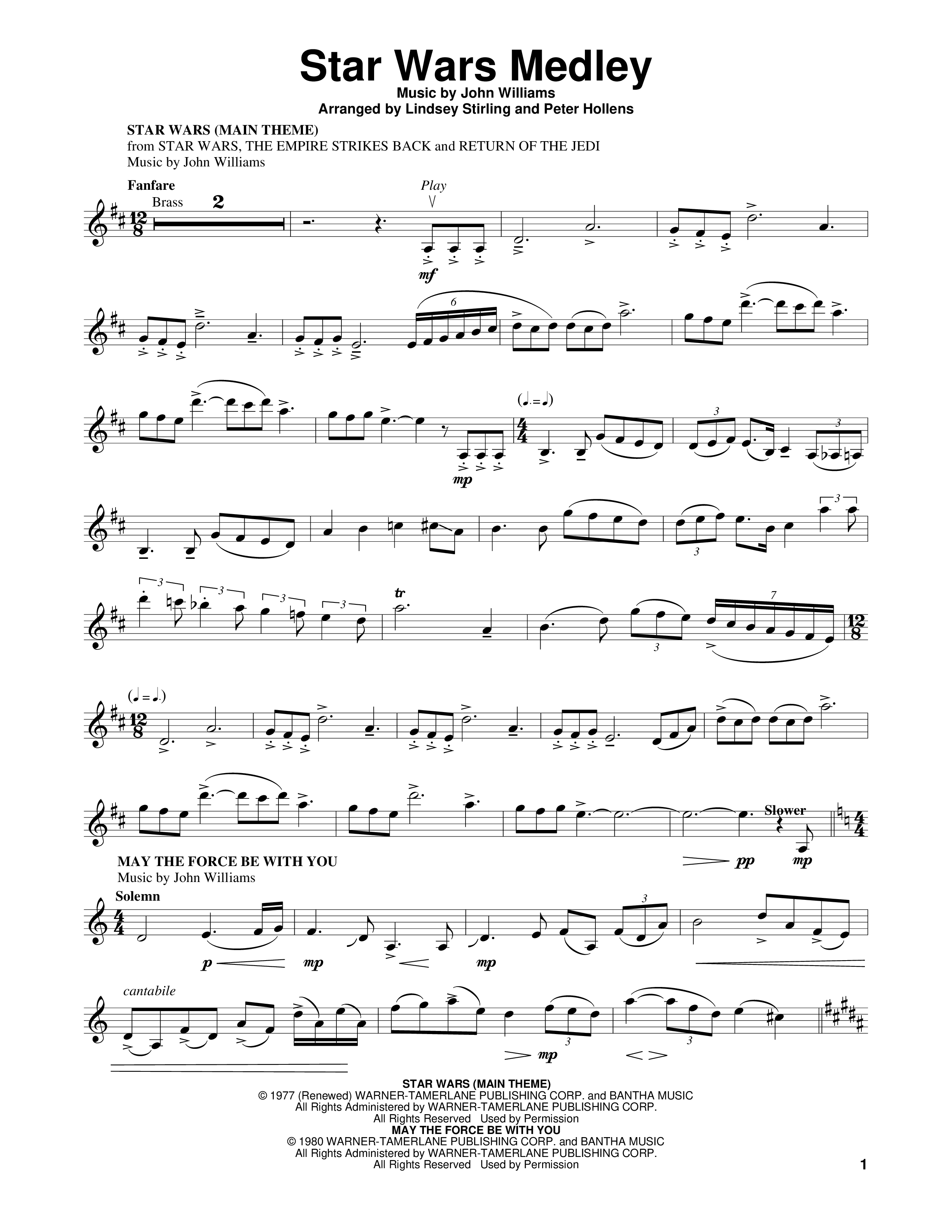 Play Official version of Star Wars Medley sheet music by John Williams for Violin | MuseScore.com