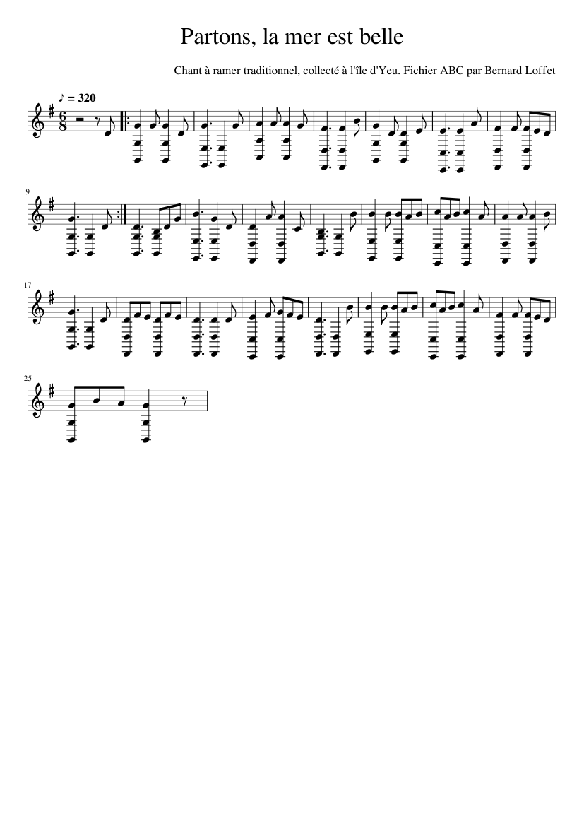 Traditional music - Partons, la mer est belle Sheet music for Piano (Solo) | Musescore.com