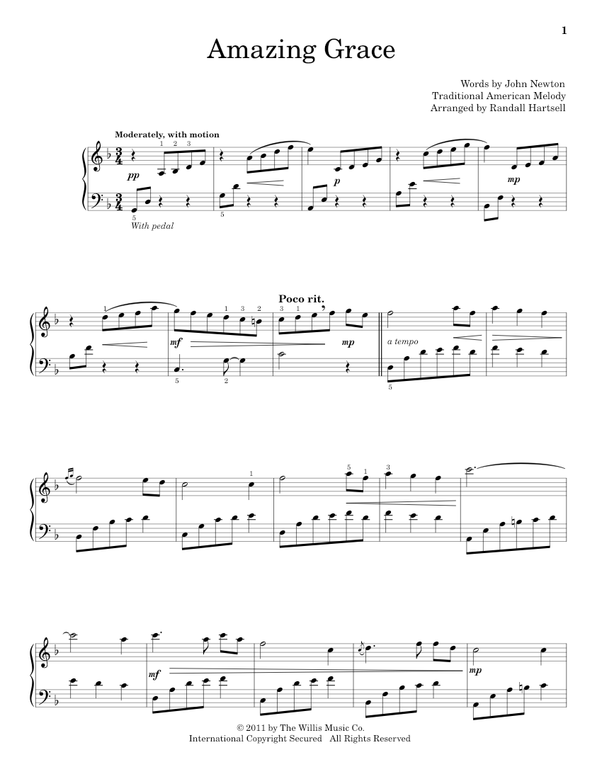 Play Official version of Amazing Grace Sheet Music by John Newton for ...