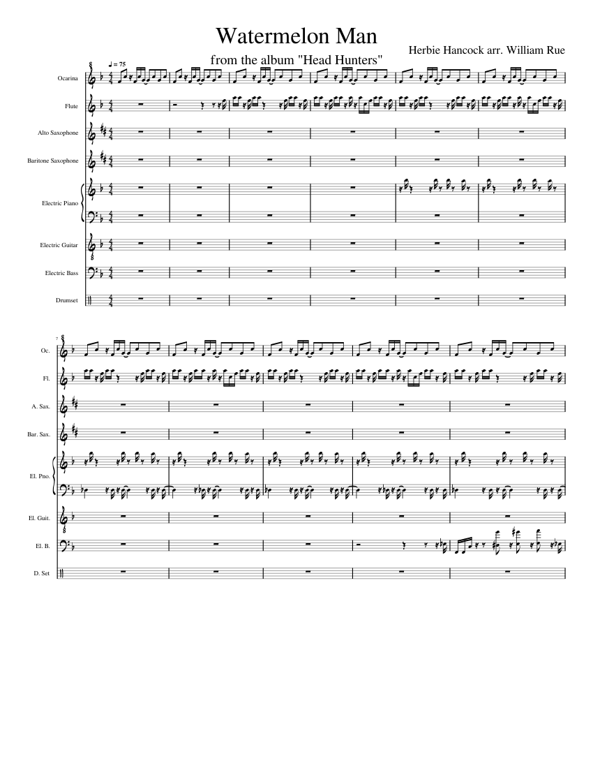 Watermelon Man Sheet music for Piano, Flute, Saxophone alto, Saxophone ...