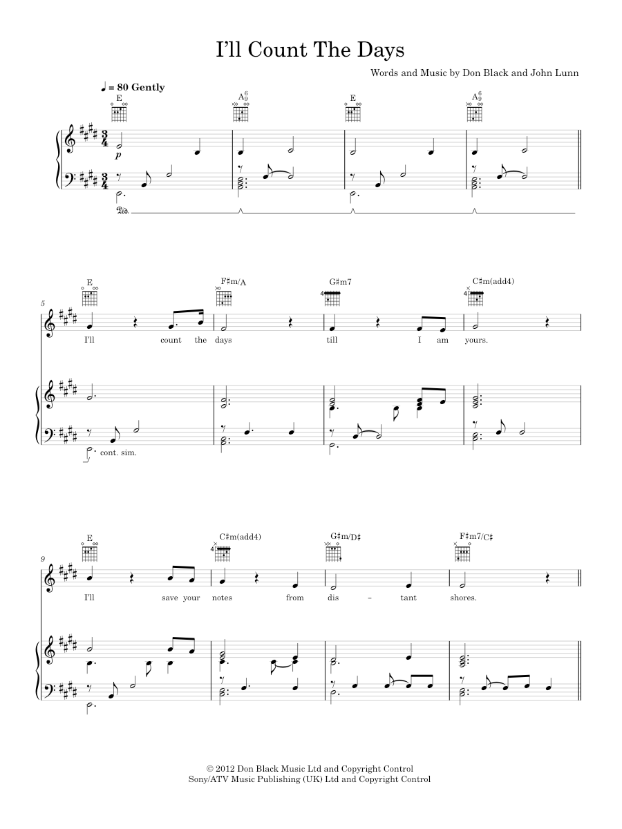 Play Official version of I'll Count The Days sheet music by Rebecca ...