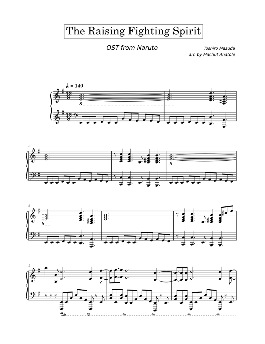 The Raising Fighting Spirit - Naruto OST- Piano Sheet music for Piano ...