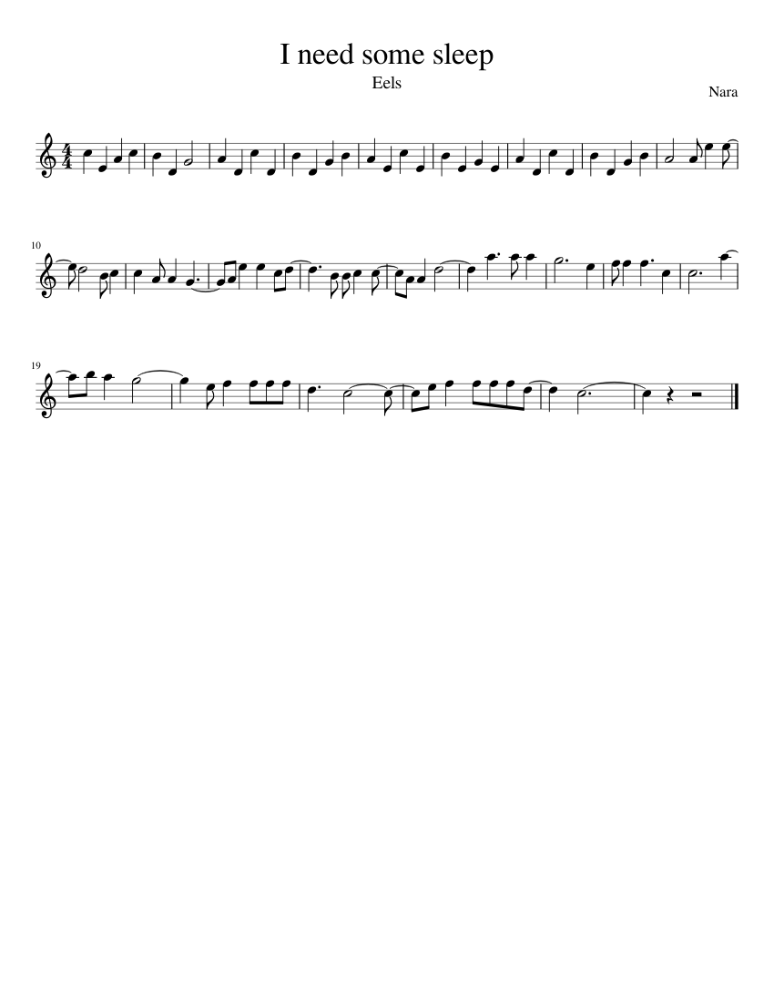 I need some sleep Sheet Music for Piano (Solo) easy | MuseScore.com