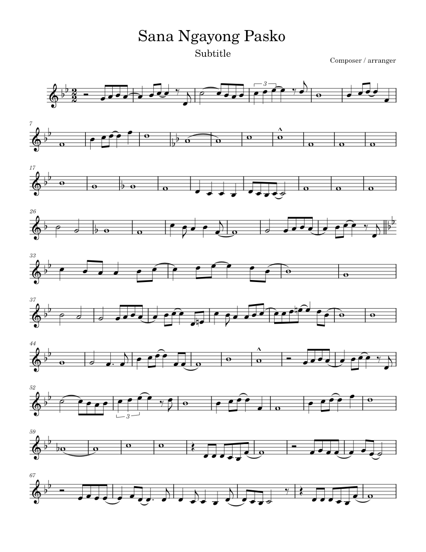 Sana ngayong pasko – Ariel Rivera Sana Ngayong Pasko Sheet Music for Piano (Solo) Easy ...