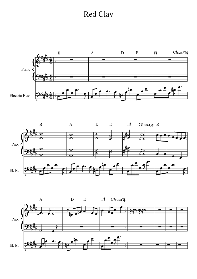 Red clay - Freddie Hubbard Sheet music for Piano (Solo) | Musescore.com
