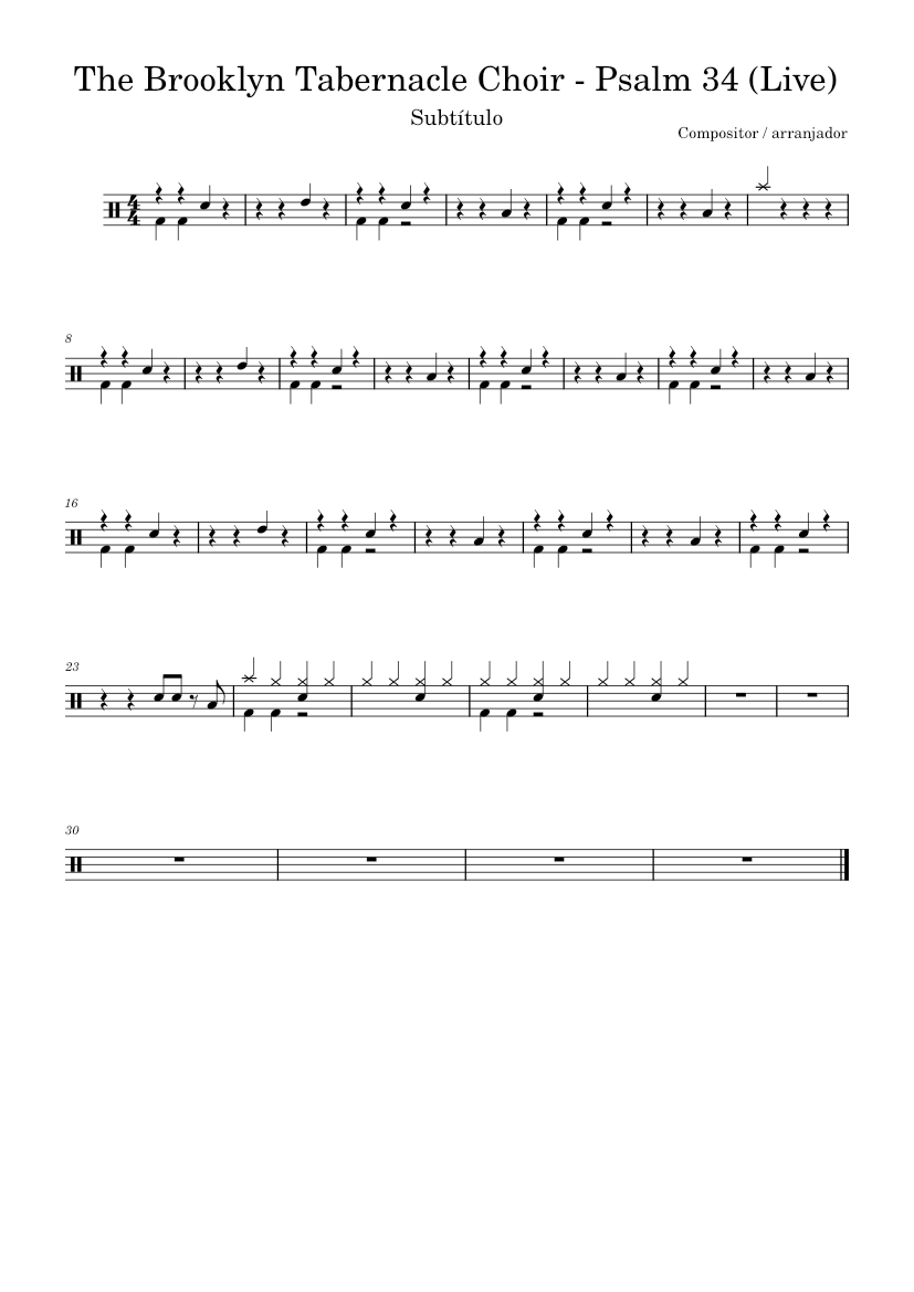The Brooklyn Tabernacle Choir - Psalm 34 (Live) Sheet Music for Drum ...