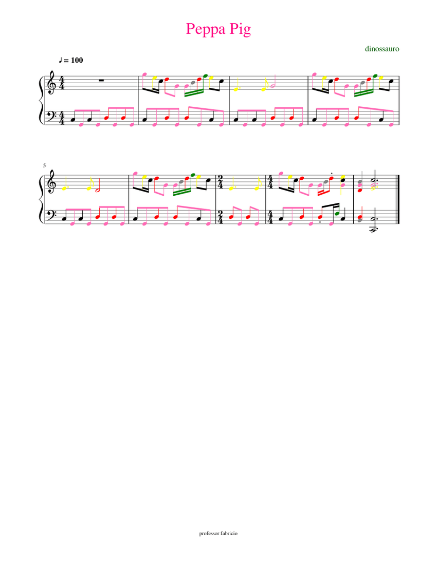 Peppa Pig Sheet music for Piano (Solo) | Musescore.com