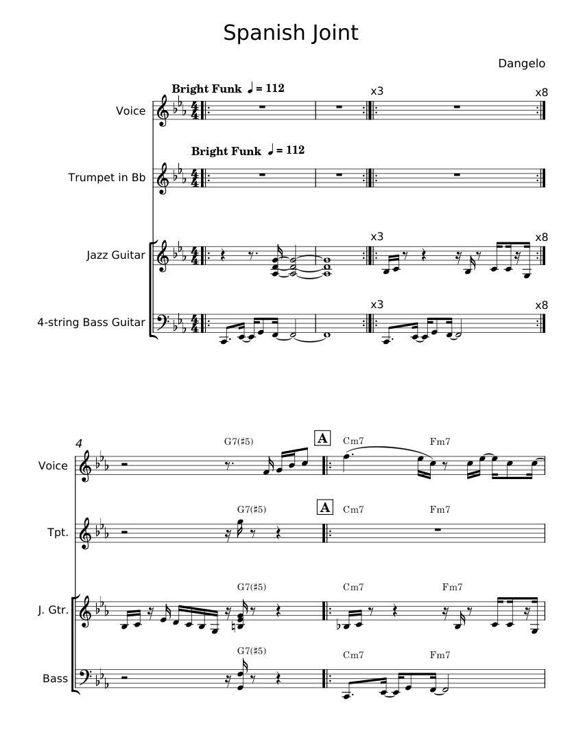 Spanish Joint - D'Angelo Sheet Music with Chords for Piano, Cornet ...