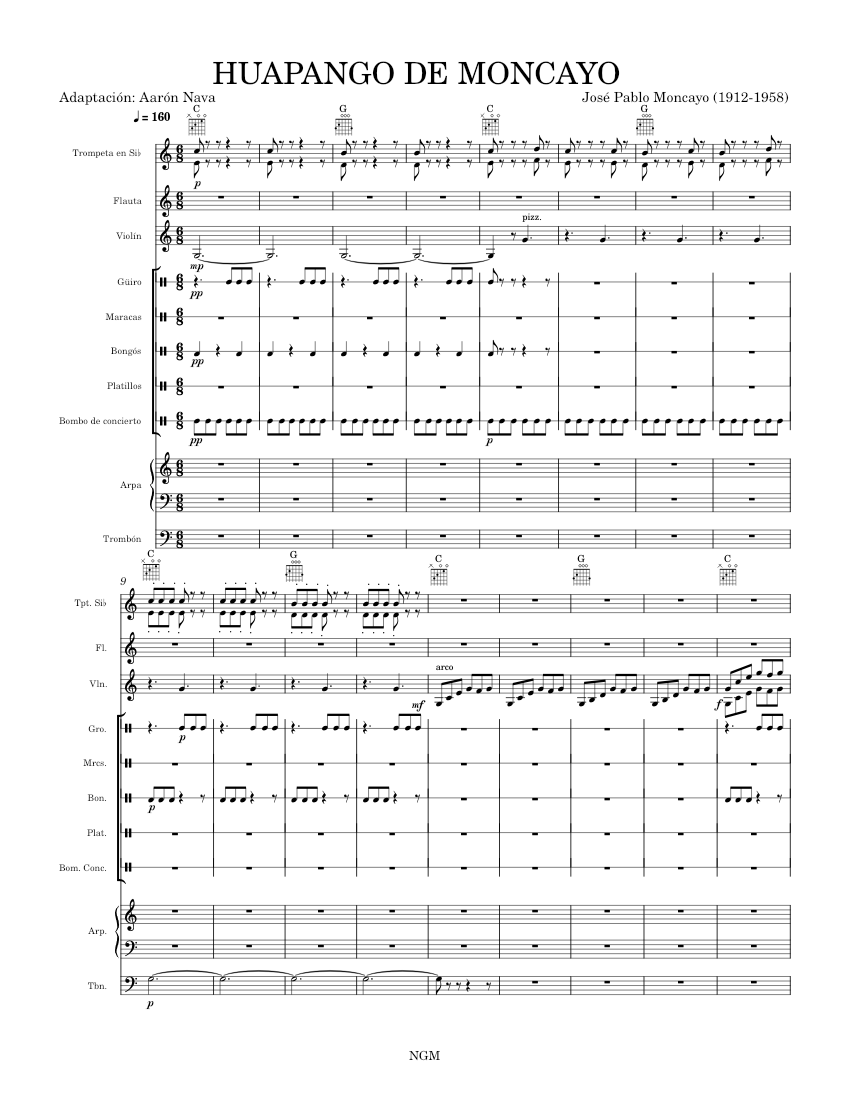 Huapango – José Pablo Moncayo Sheet Music with Chords for Trombone ...