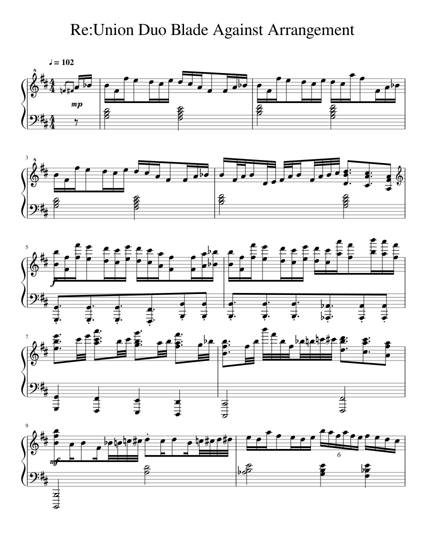 Re:Union Duo Blade Against Arrangement (WIP) Sheet music for Piano ...