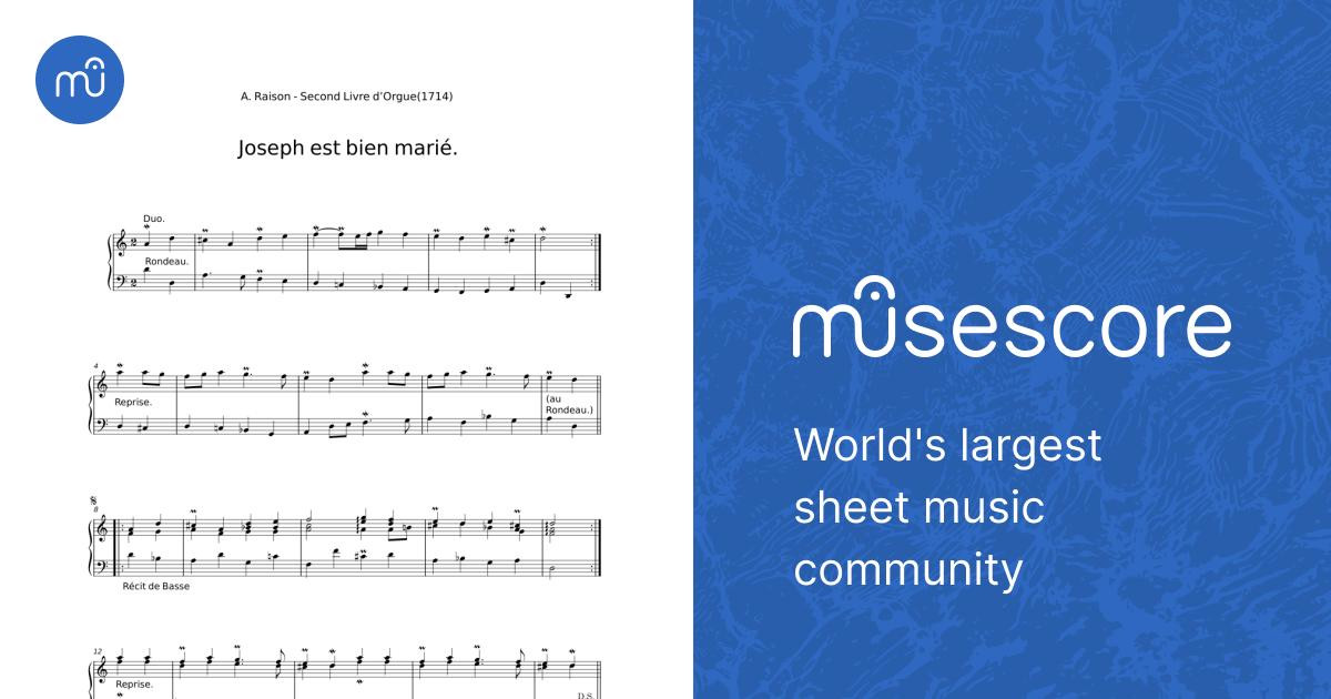 Joseph est bien marié Sheet music for Harpsichord (Solo) | Musescore.com