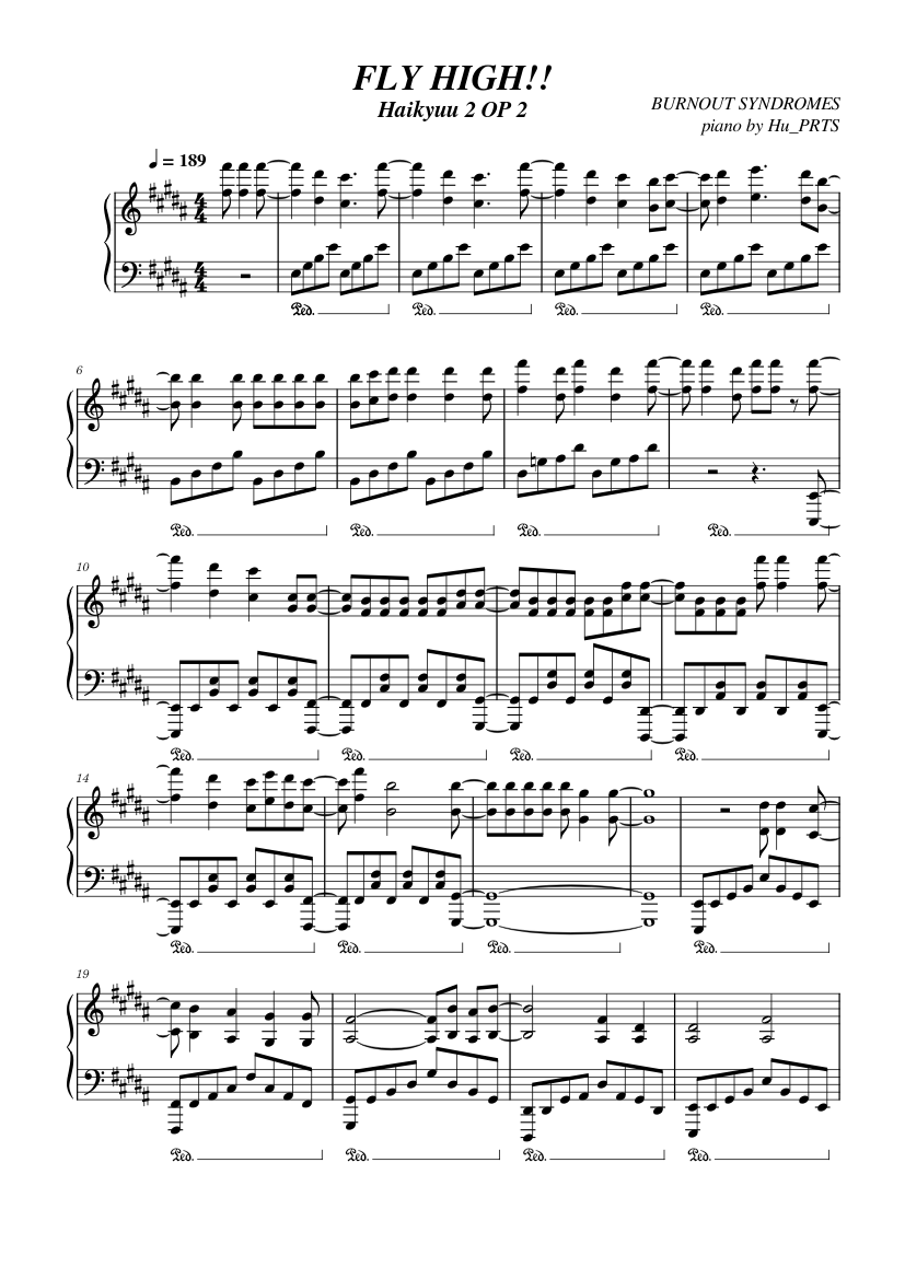 BURNOUT SYNDROMES - Fly High!! Sheet Music for Piano (Solo) | MuseScore.com