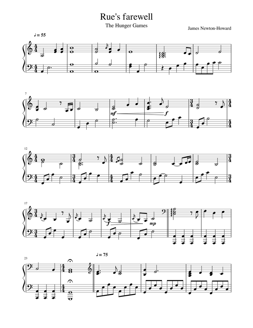 Rue's farewell Sheet music for Piano (Solo) | Download and print in PDF ...