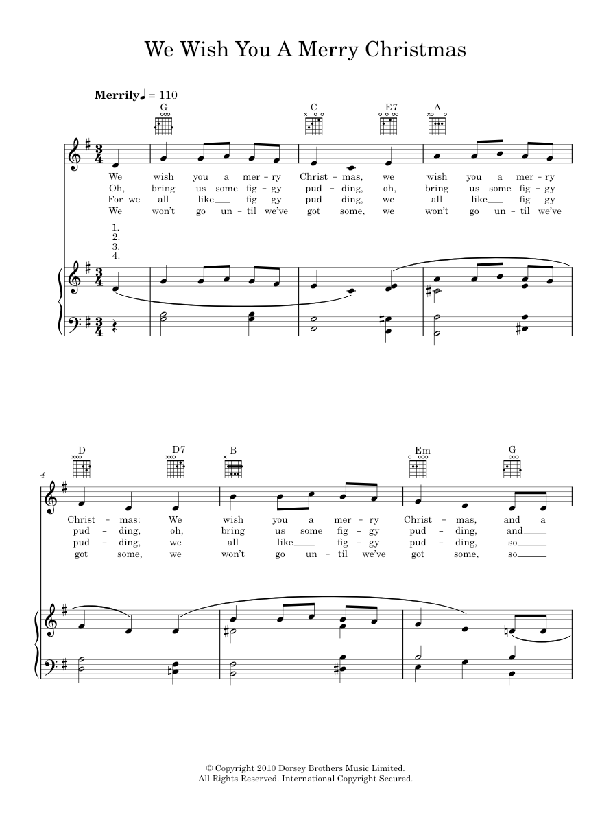 Play Official version of We wish you a merry christmas sheet music by ...