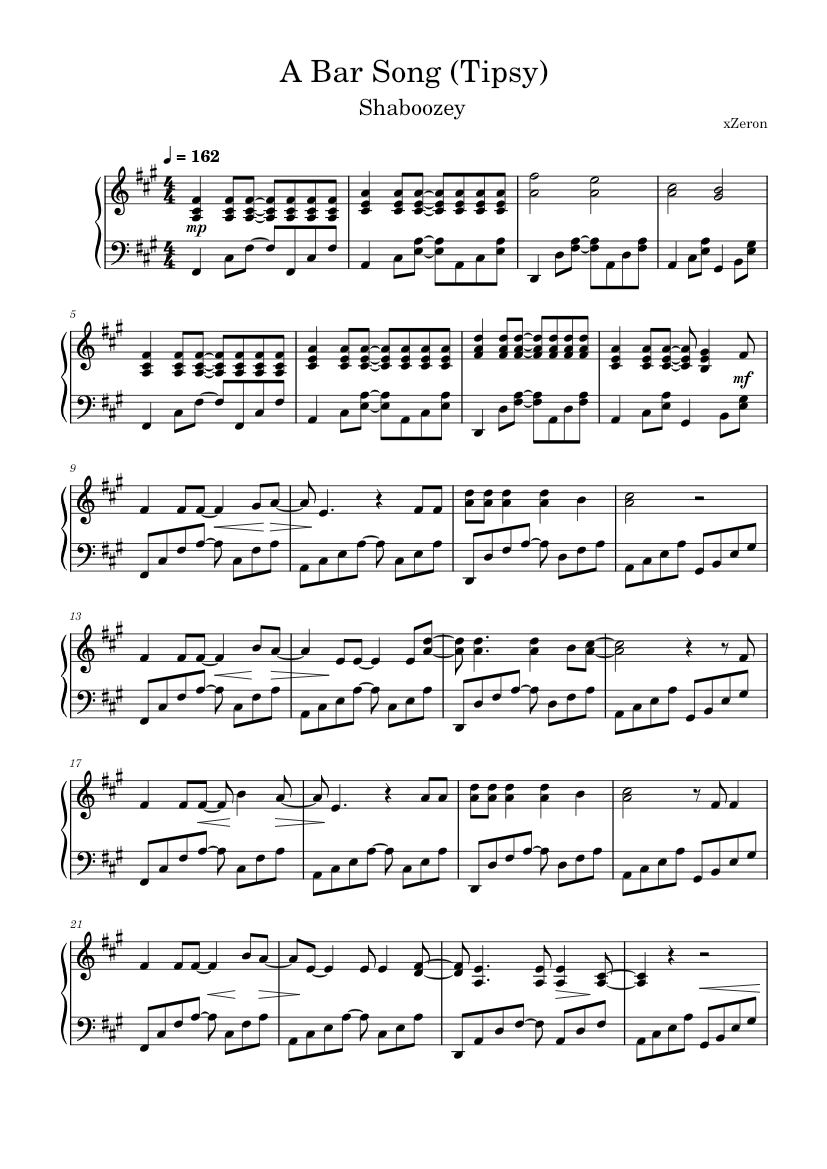 A Bar Song (Tipsy) – Shaboozey Sheet Music for Piano (Solo) | MuseScore.com