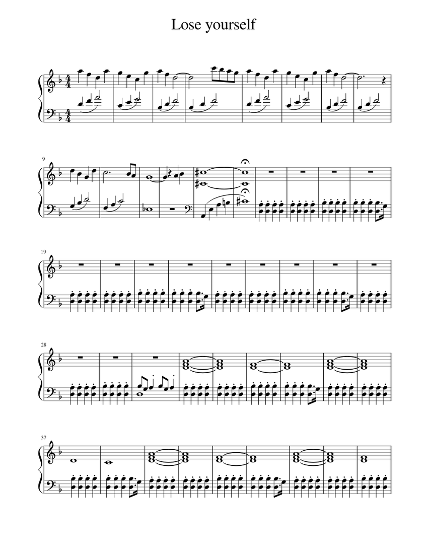 Lose yourself Sheet music for Piano (Solo) Easy | Musescore.com