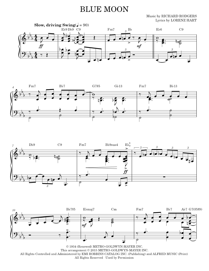 blue moon Sheet music for Piano by The Marcels Official | MuseScore.com