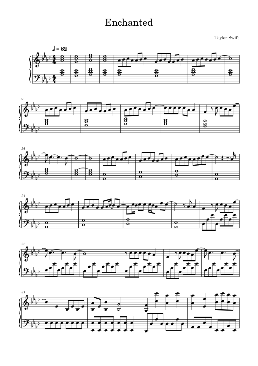 Enchanted (Taylor's Version) – Taylor Swift Sheet Music for Piano (Solo ...