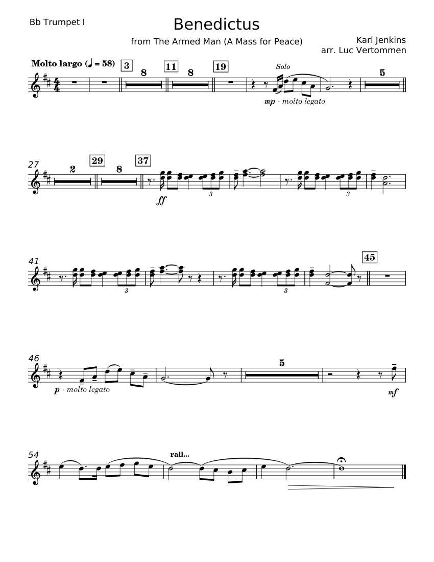 Benedictus - Karl Jenkins Sheet music for Trumpet in b-flat (Solo ...