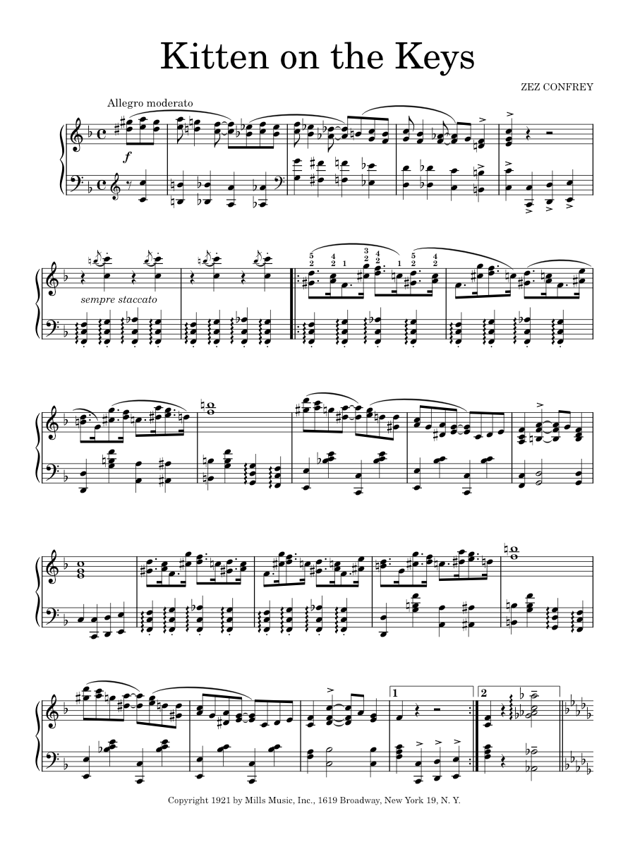 Kitten on the Keys – Zez Confrey (1921) Sheet music for Piano (Solo ...