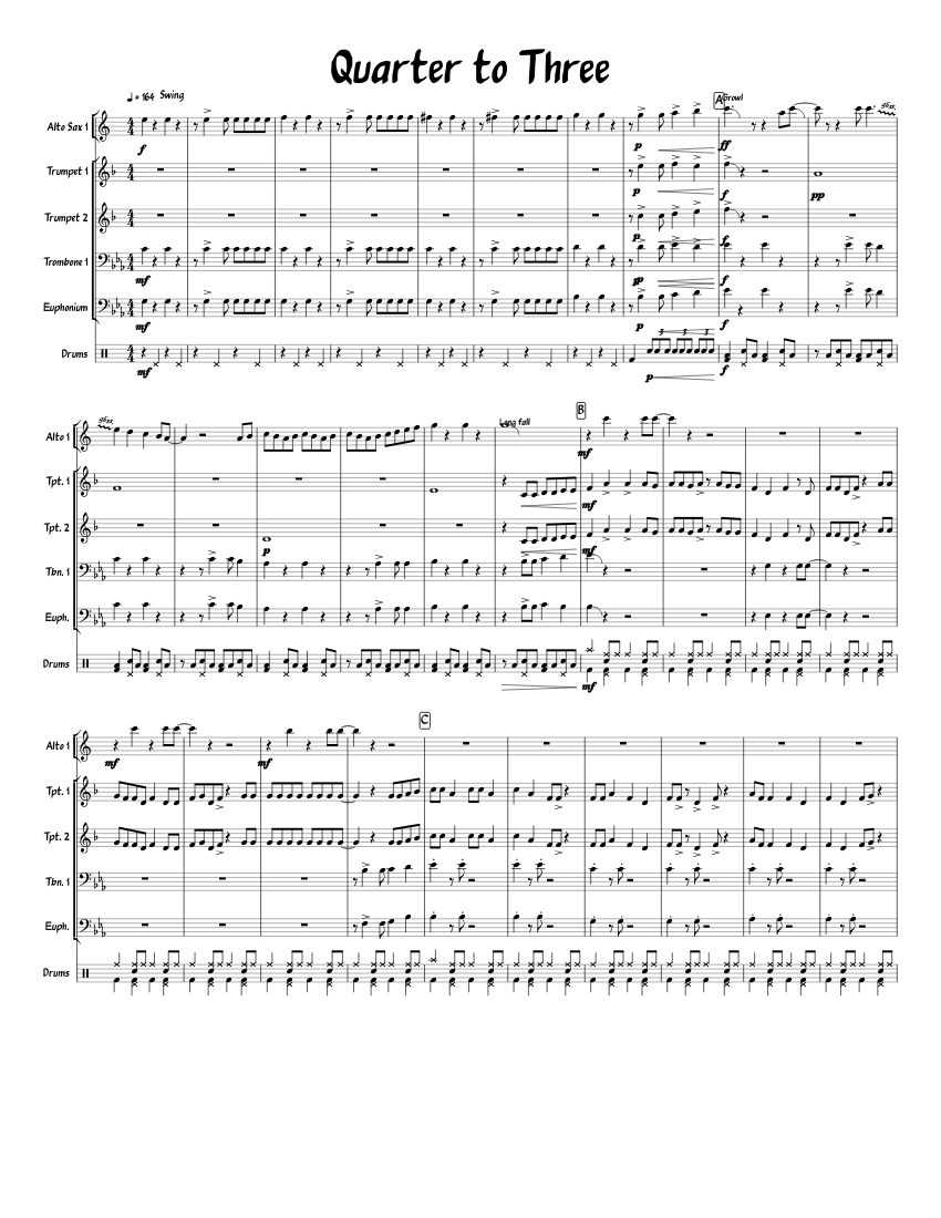 Quarter to Three Sheet music for Trombone, Euphonium, Saxophone alto ...