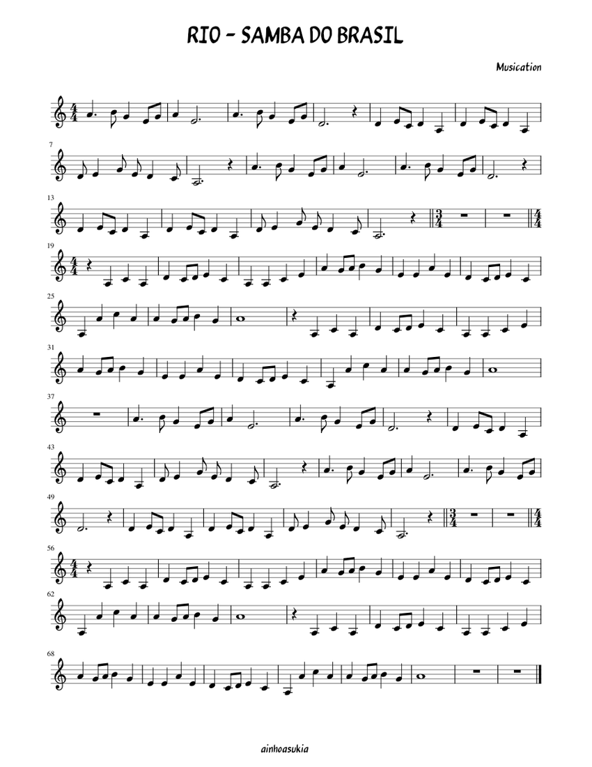 RIO - SAMBA DO BRASIL Sheet music for Piano (Solo) | Musescore.com