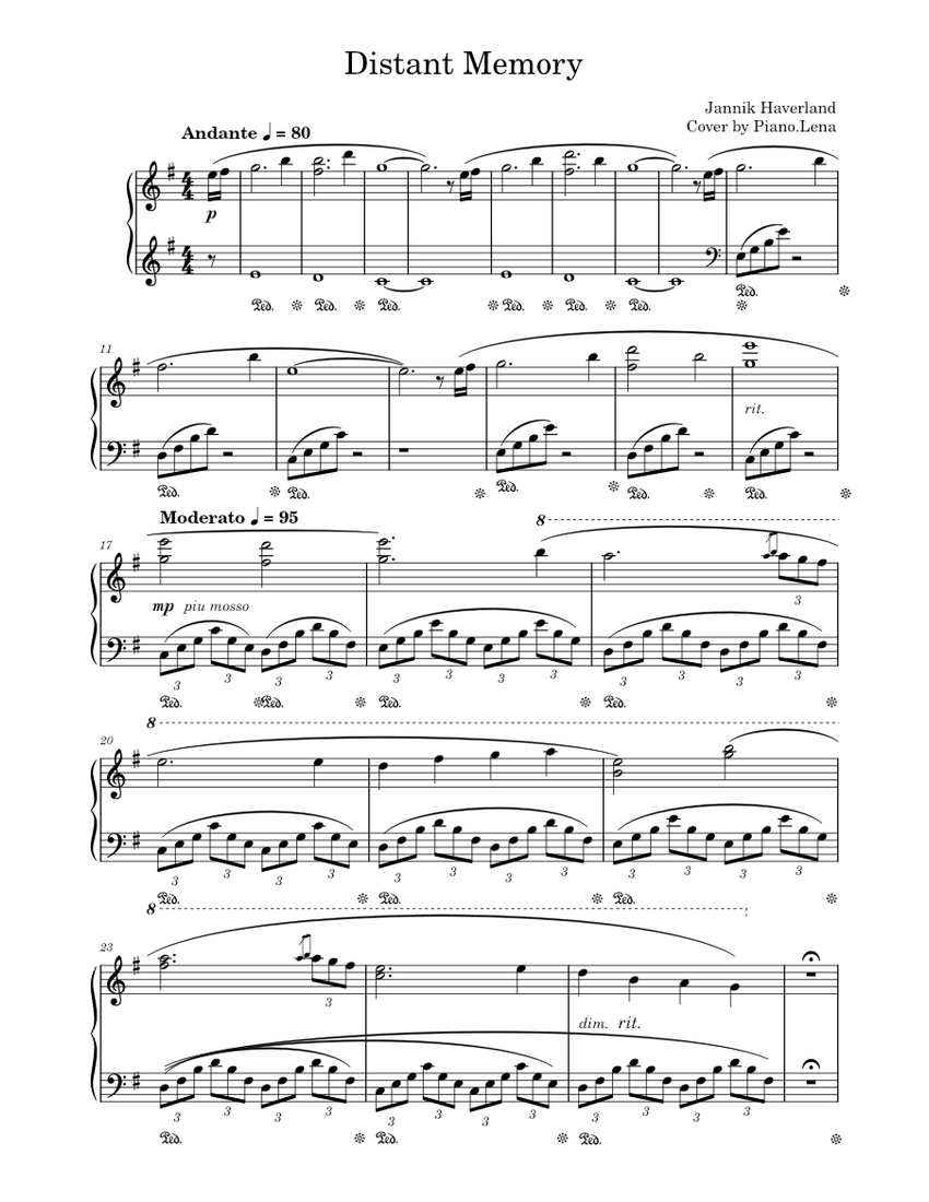 Distant Memory Sheet music for Piano (Solo) | Musescore.com
