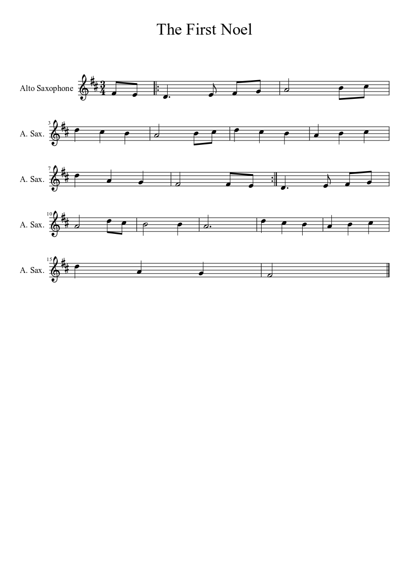 The First Noel - Alto Sax Sheet music for Saxophone alto (Solo ...
