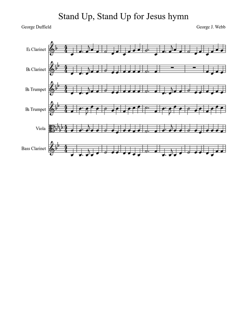 Stand Up Stand UP for Jesus Hymn Sheet music for Viola, Clarinet other ...