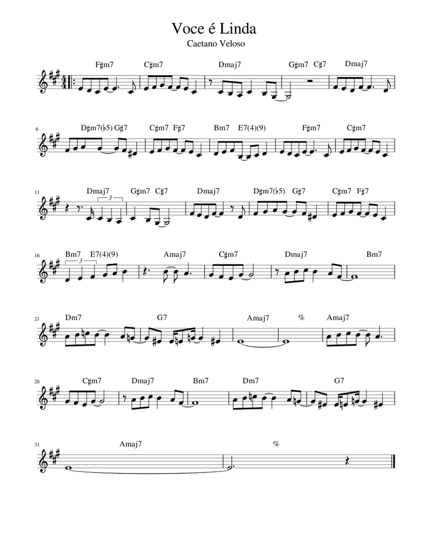 Voce é Linda Sheet music for Piano (Solo) Easy | Musescore.com