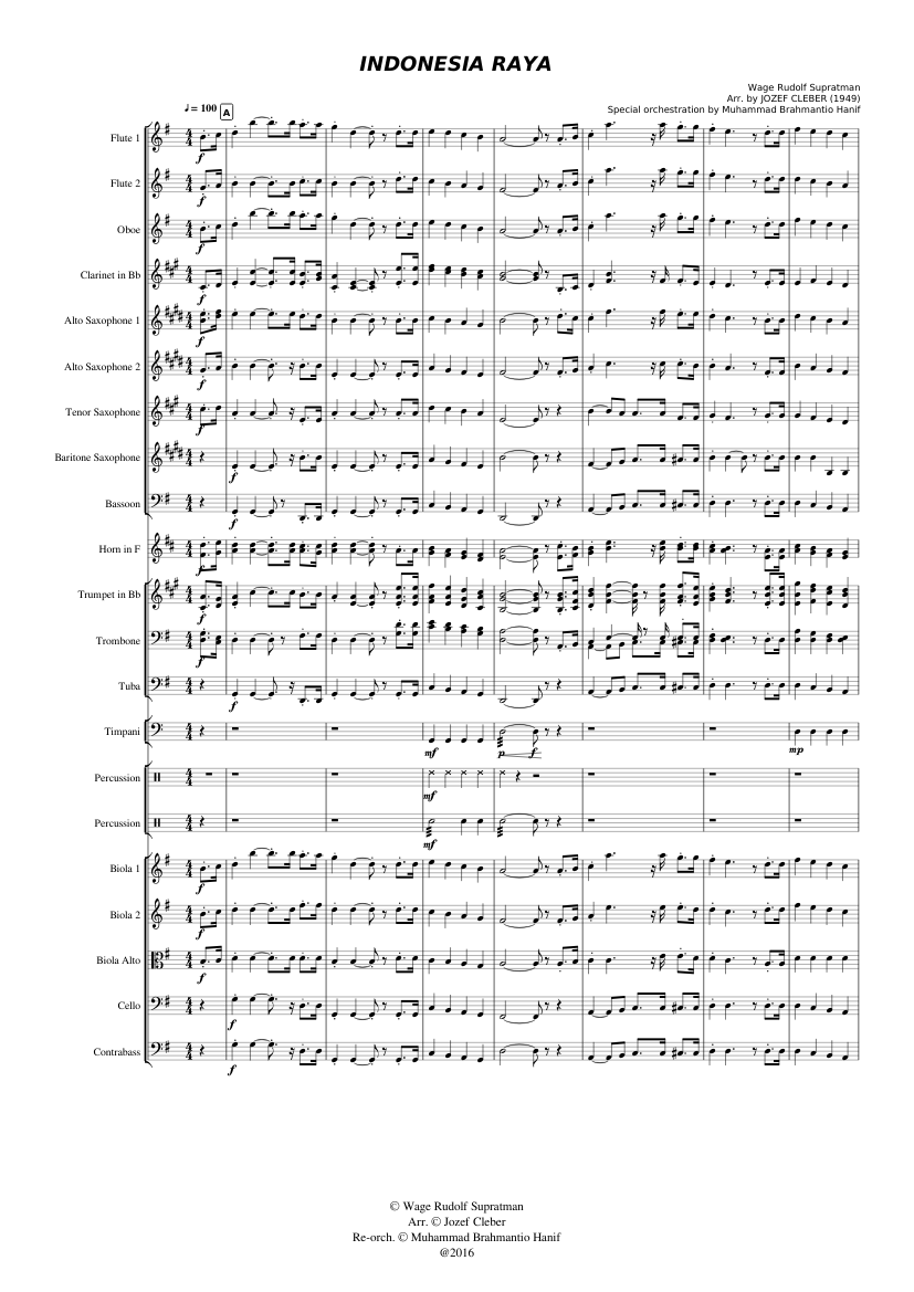 Indonesian National Anthem (Great Indonesia / Indonesia Raya) Sheet ...