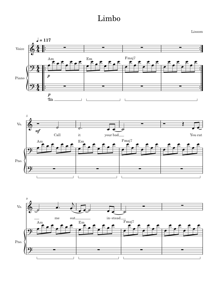Limbo – Lissom Sheet music for Piano, Voice (other) (Solo) | Musescore.com