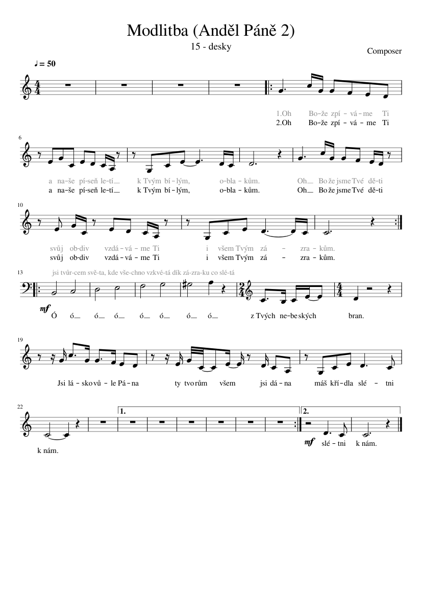 Modlitba Sheet Music for Piano (Solo) Easy | MuseScore.com