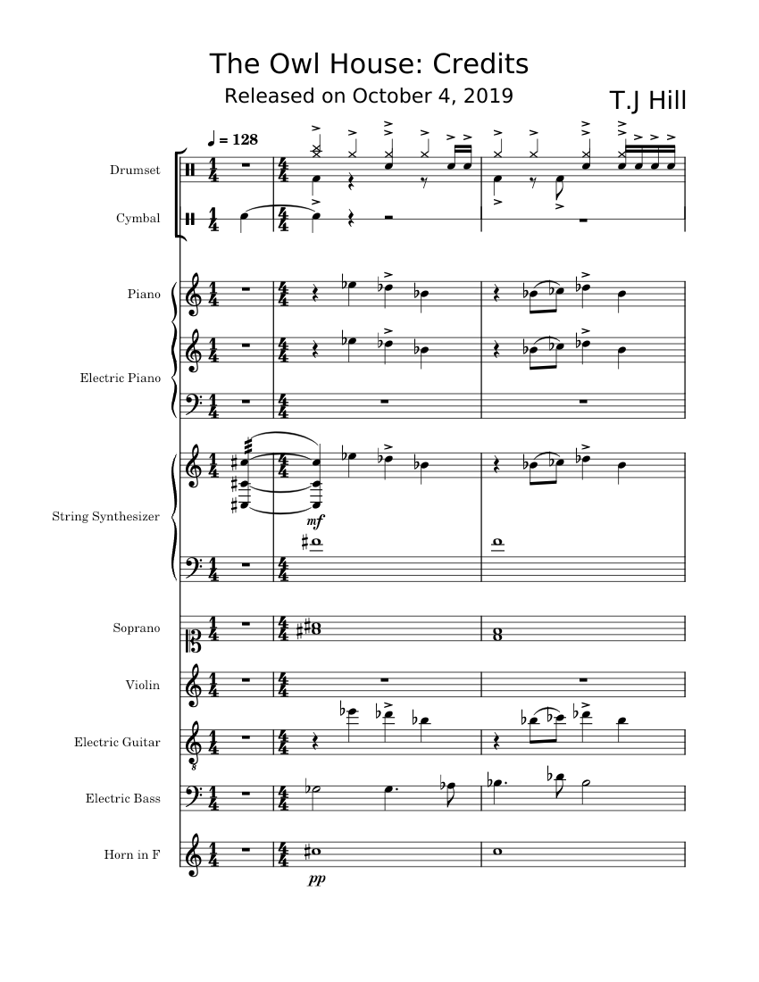 The Owl House - End Credits Theme Sheet music for Piano, Soprano ...