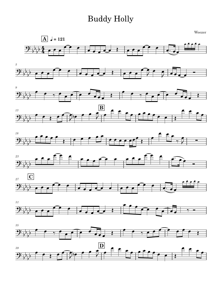 Buddy Holly Sheet Music for Trombone (Solo) | MuseScore.com
